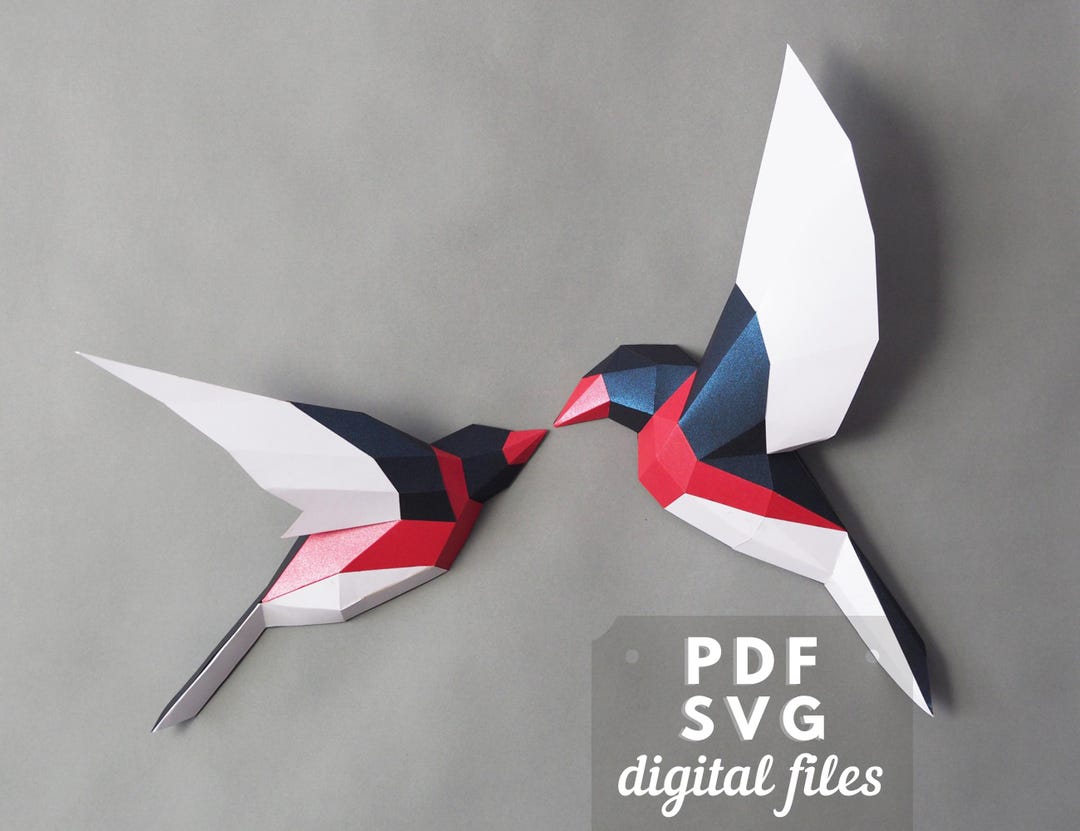 Paper Birds: Low Poly Papercraft 3d. Bird 3d Wall Art, SVG and PDF ...