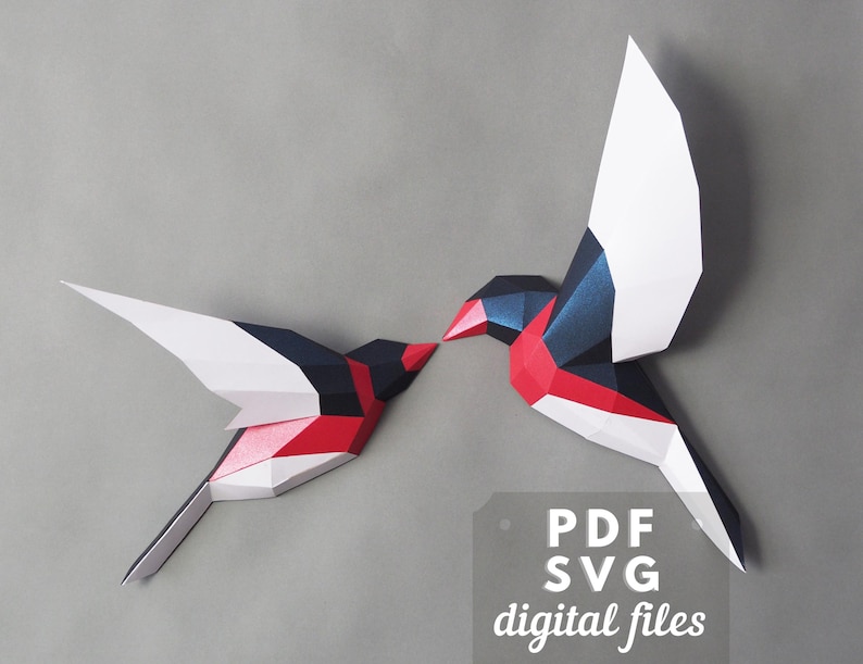 Low Poly Paper Bird 3D: Papercraft Wall Decor PDF & SVG DIY Craft ...