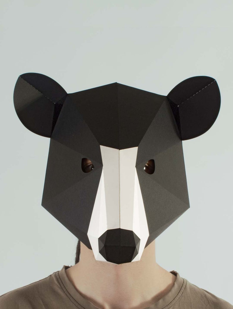 Bear Paper Mask. Masquarade Mask Men. Low Poly Mask. Printable - Etsy