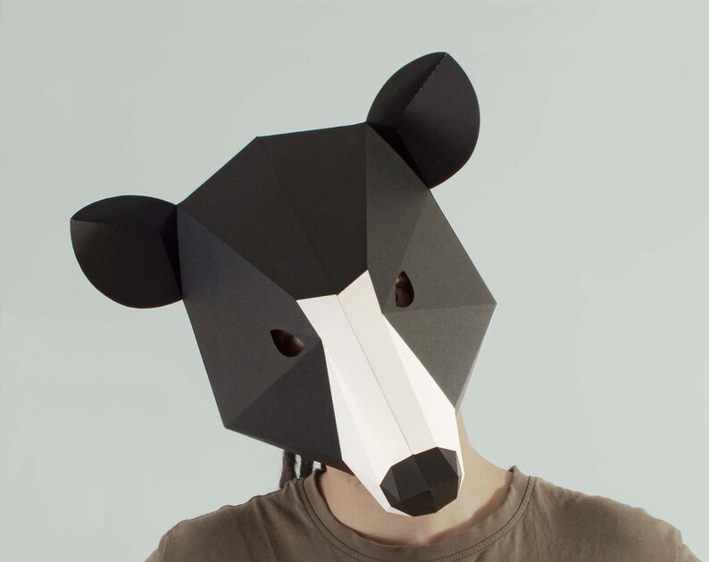 Bear Paper Mask. Masquarade Mask Men. Low Poly Mask. Printable - Etsy