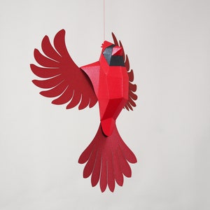 Northern Cardinal Hanging Bird. 3d Papercraft Printable Template. DIY ...