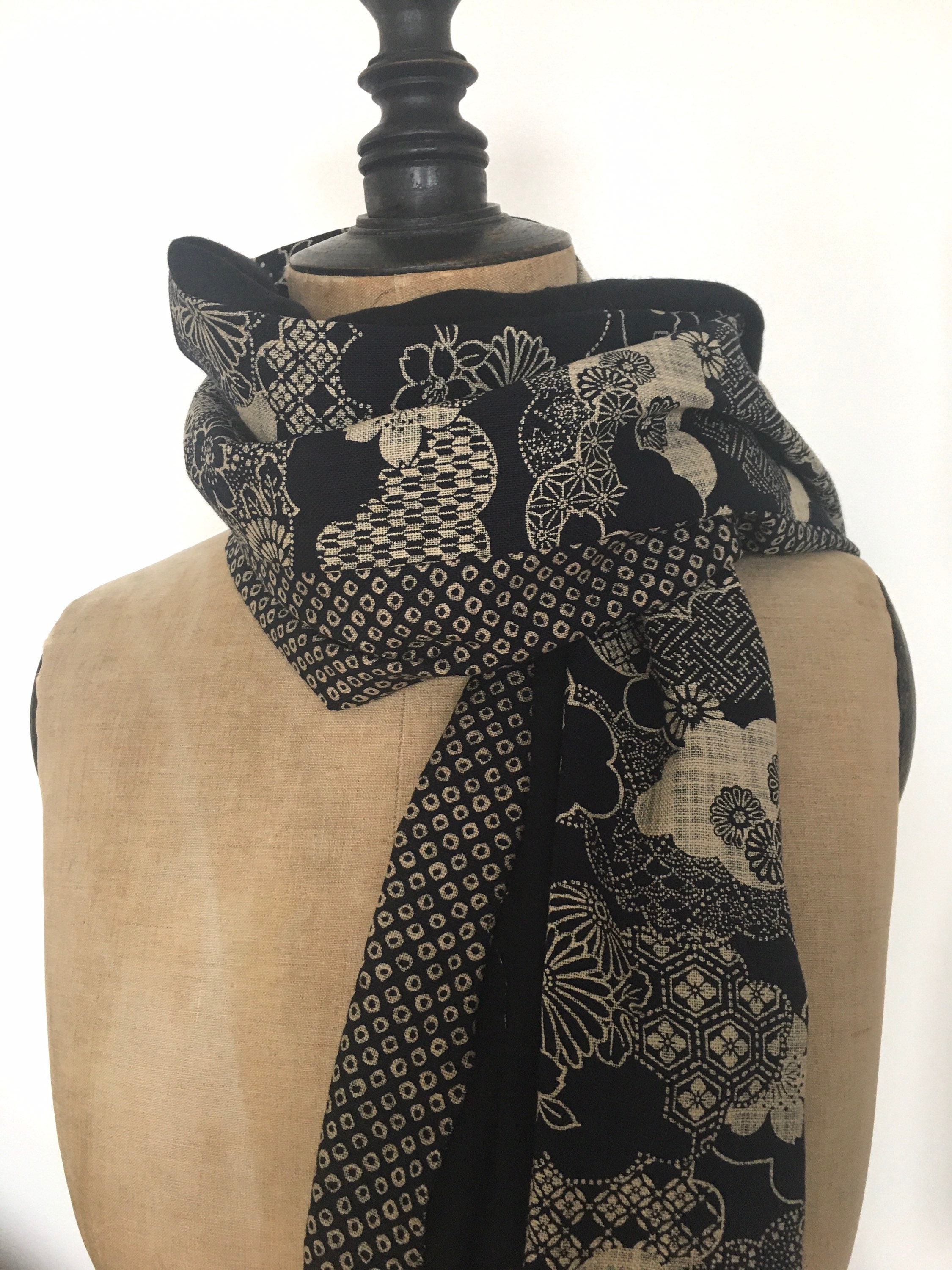 Scarf Patchwork Traditional Japanese Cottons Dark Indigo Blue - Etsy UK