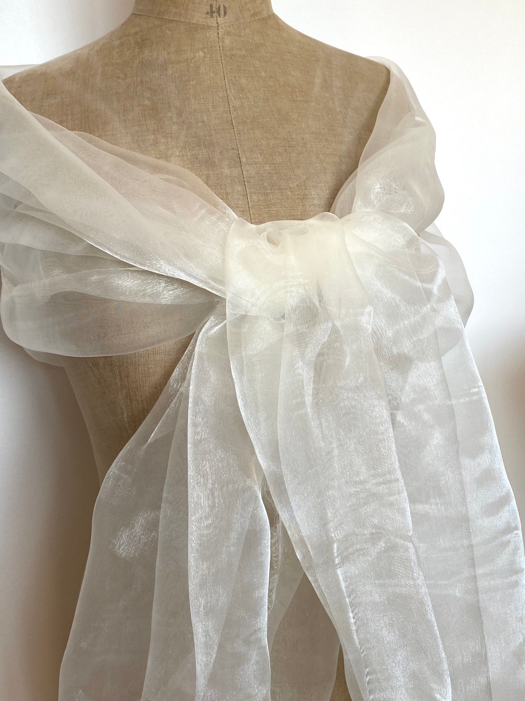 Creamy White Bridal Stole in Organza Ideal Wedding Stole - Etsy