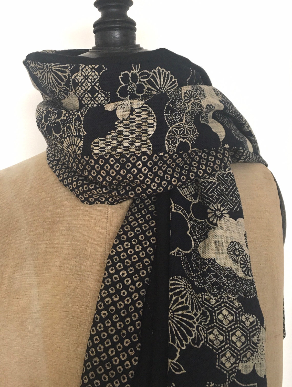 Scarf Patchwork Traditional Japanese Cottons Dark Indigo Blue - Etsy UK