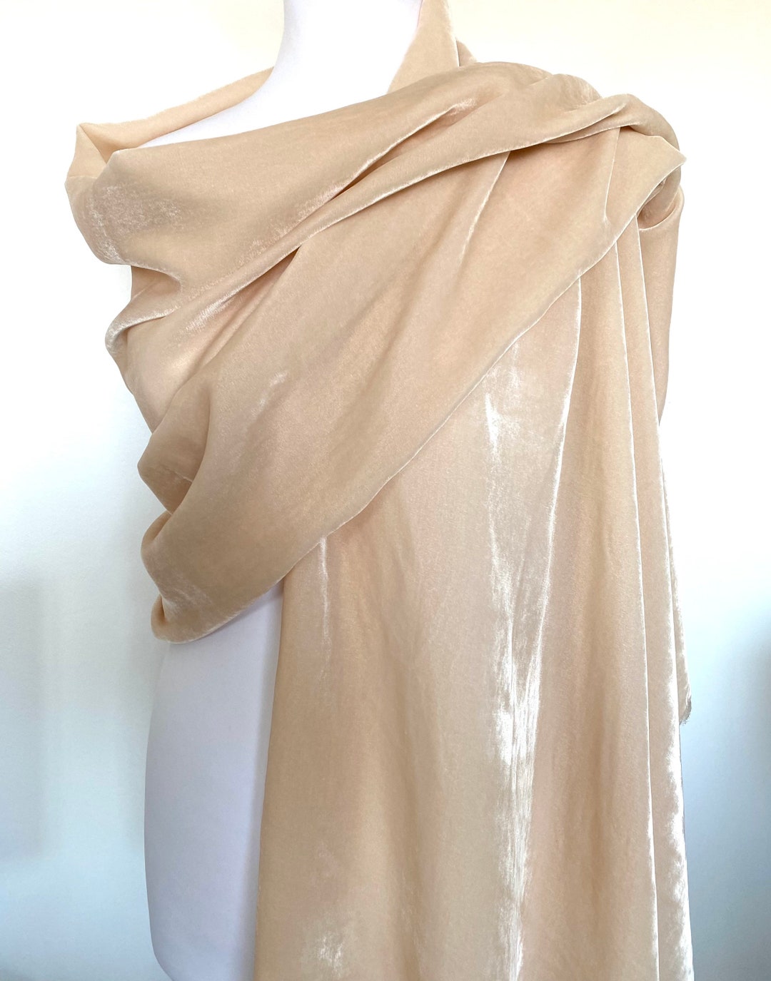Silk Velvet - Winter / Spring Wedding Velvet Stole - Pinkish Beige ...