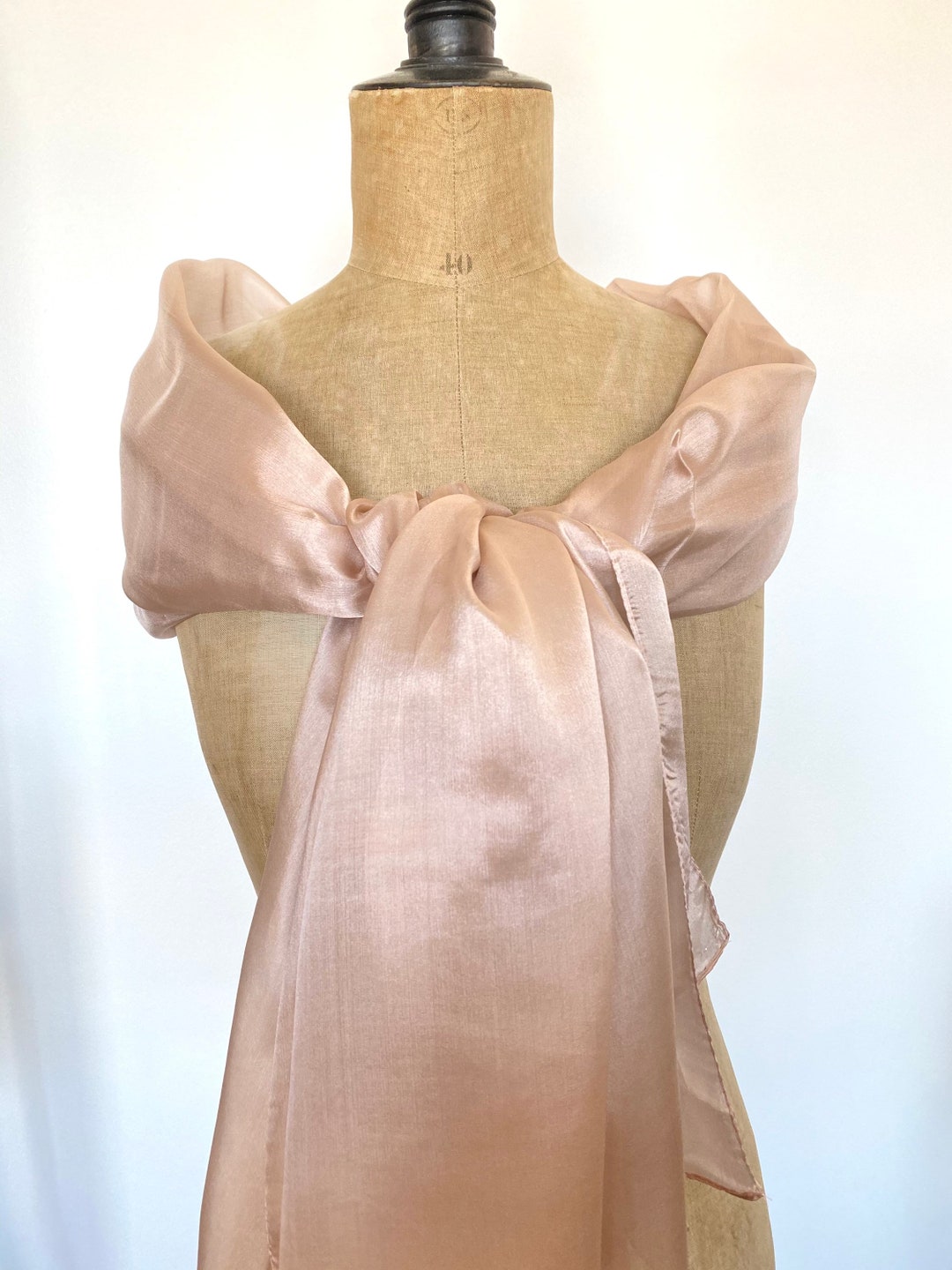 Light Powder Pink Silk Stole Beaded Pink Stole in Very Fine Silk Pongee ...