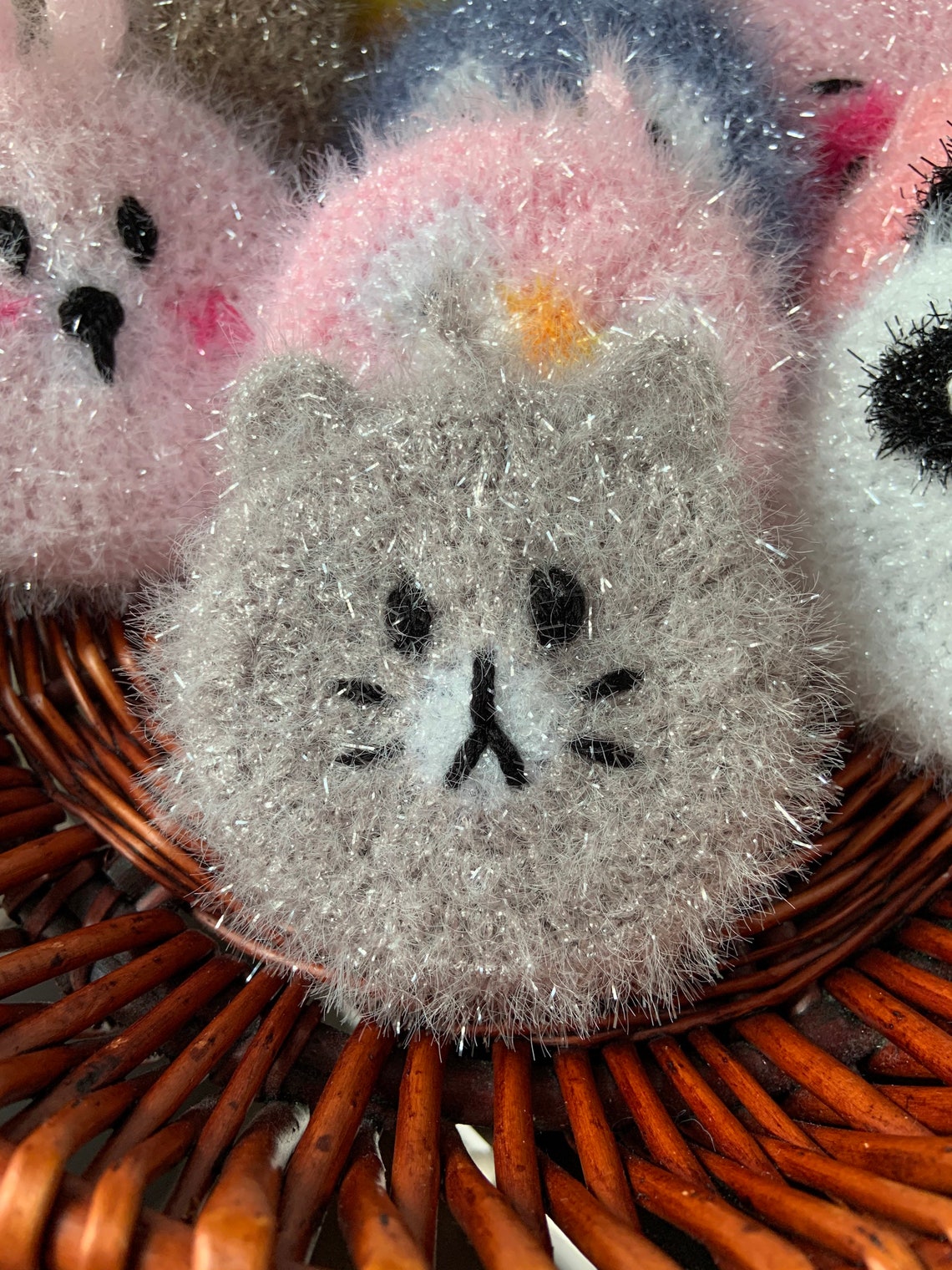 Crocheted Scrubby Sponge Cat in Shades of Gray - Etsy