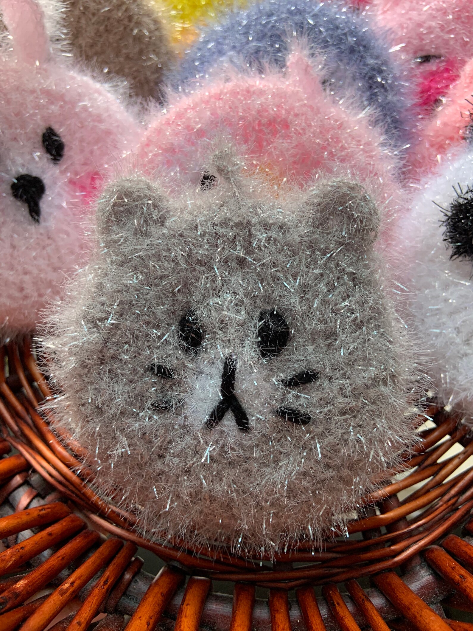 Crocheted Scrubby Sponge Cat in Shades of Gray | Etsy