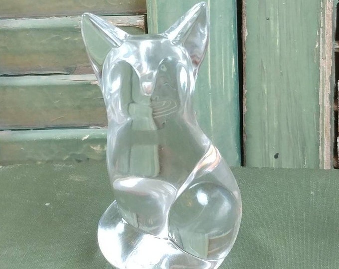 Vintage Steuben Crystal Glass Fox Designed by Lloyd Atkins - Etsy