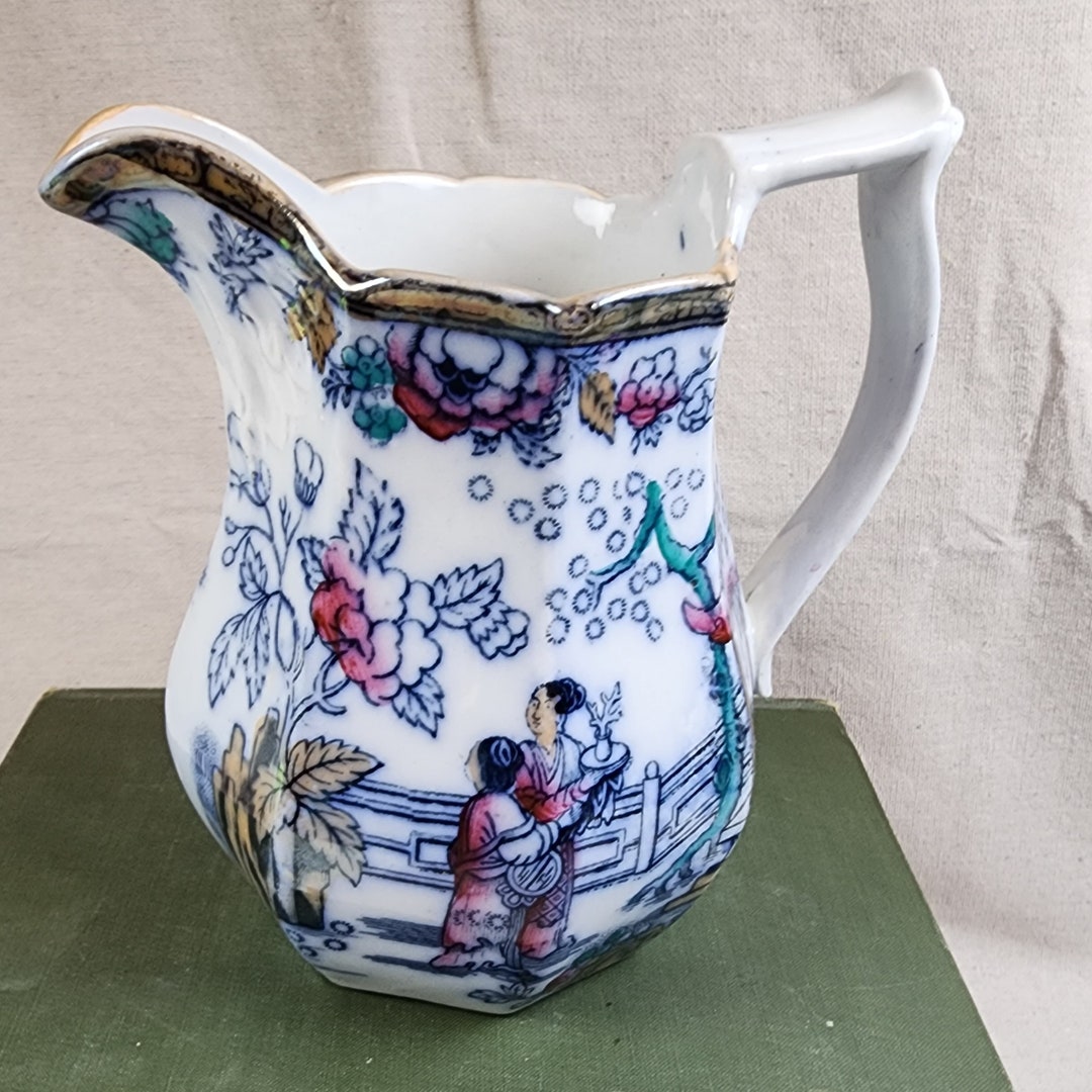 Chinoiserie Pitcher Adams & Co. England Chinese Ching Pattern Antique ...