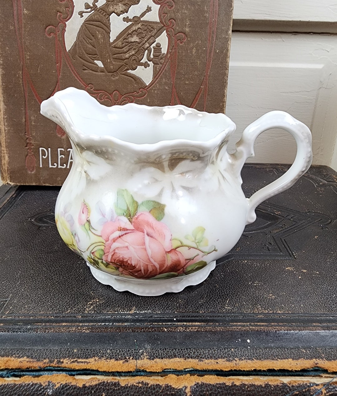 Vintage German Porcelain Pitcher or Creamer With Hand Painted Roses ...
