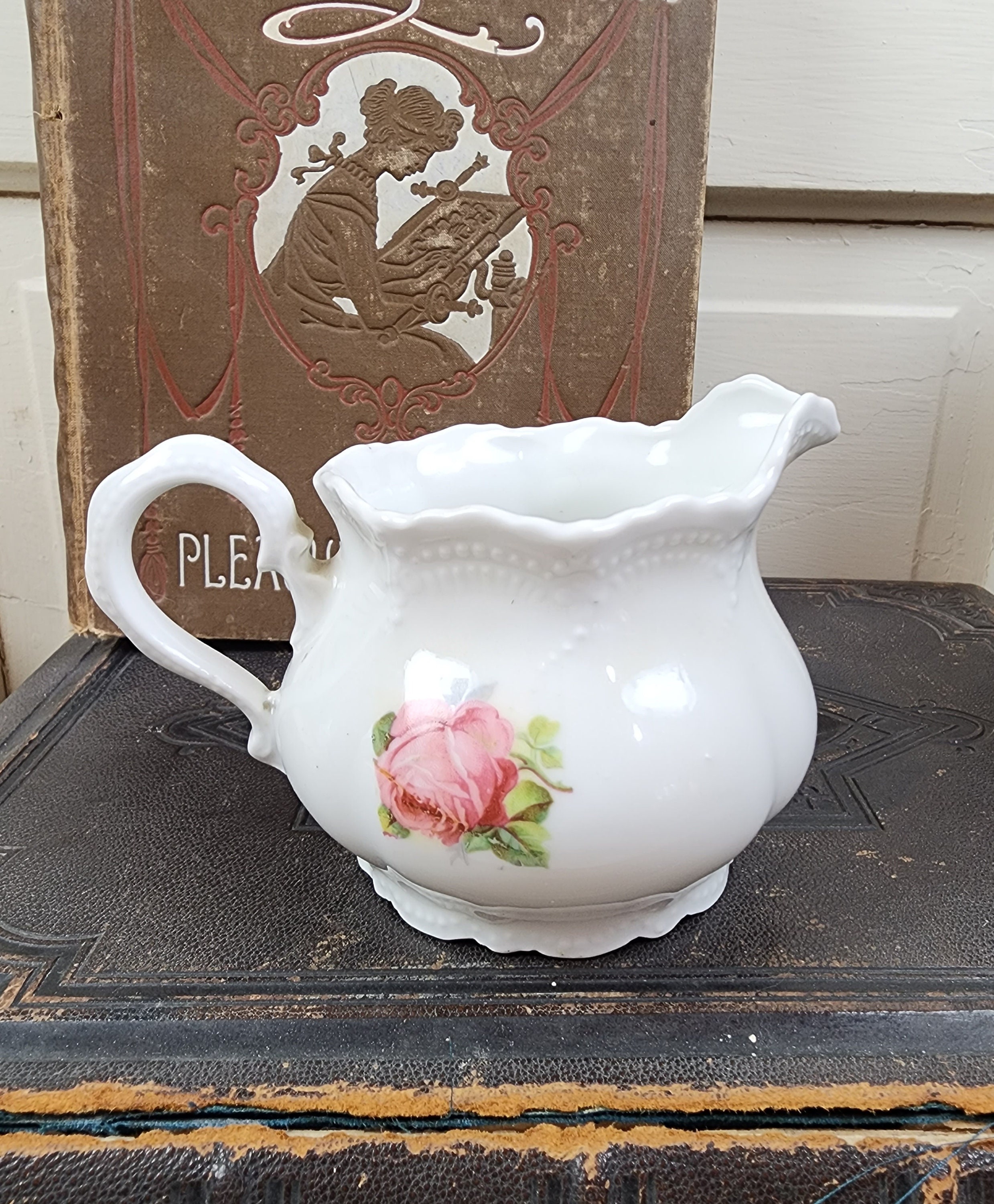 Vintage German Porcelain Pitcher or Creamer With Hand Painted Roses ...