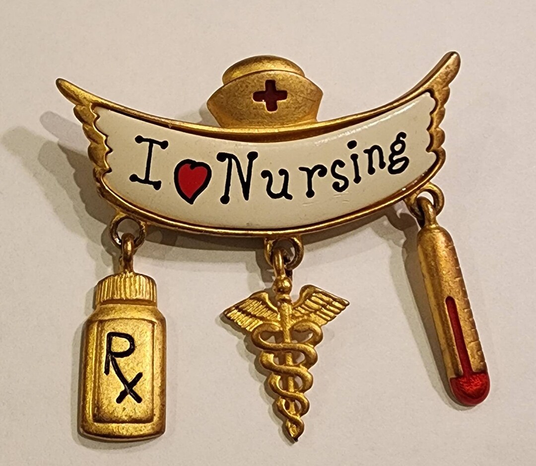 Vintage Nursing Pin Brooch With Charms - Etsy