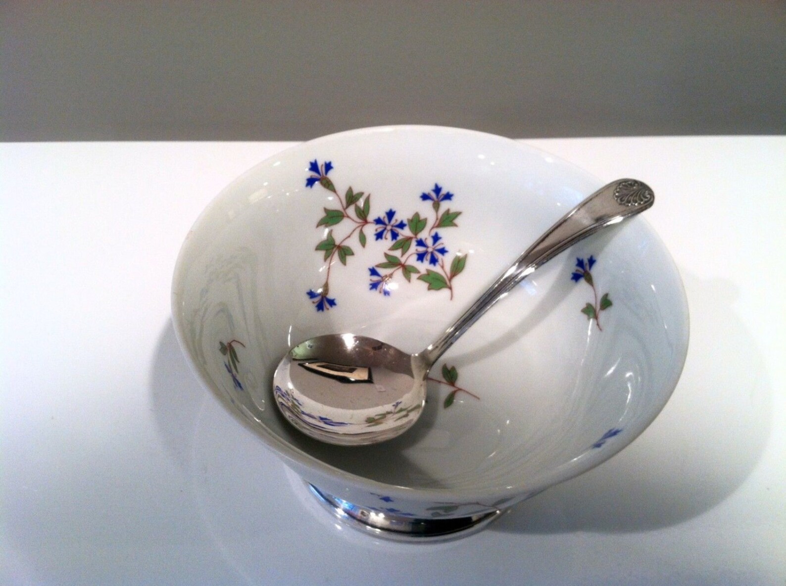 Bernardaud Limoges France Nicole China and Silver Plate Footed Sauce ...
