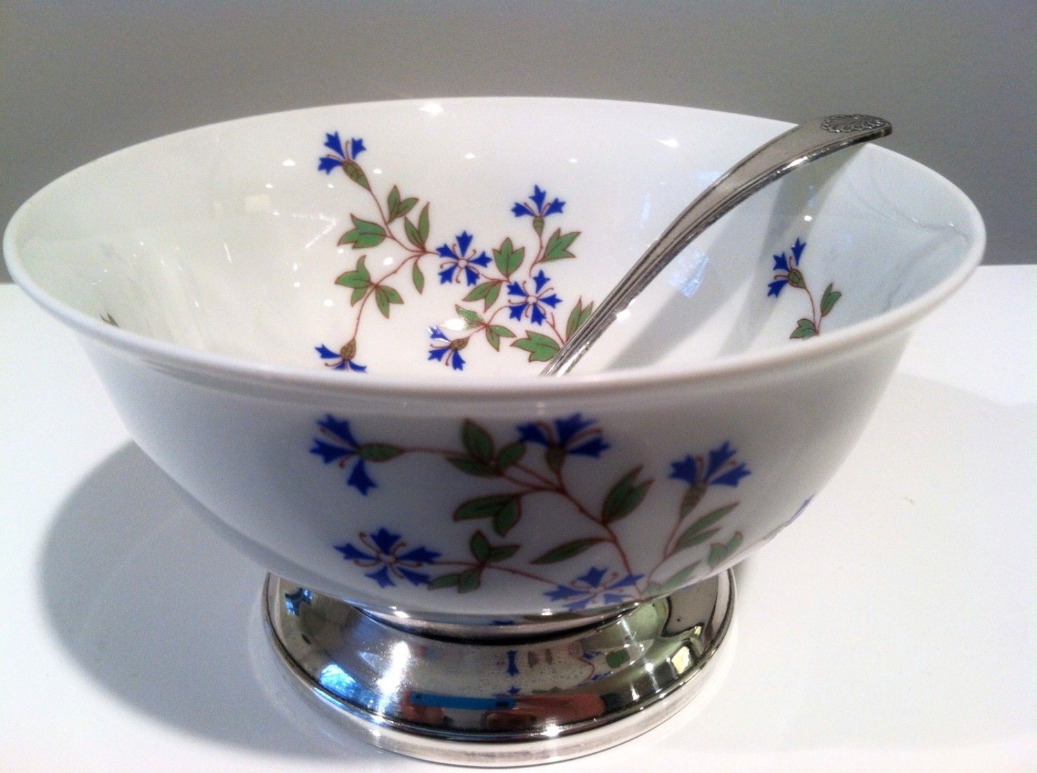Bernardaud Limoges France Nicole China and Silver Plate Footed Sauce ...