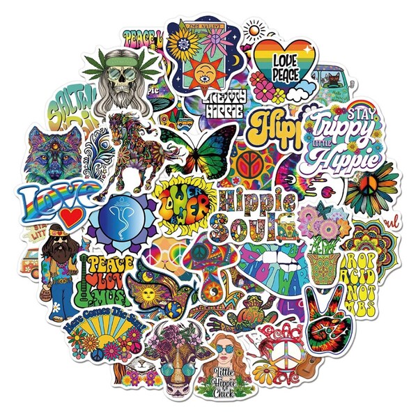 Hippie Stickers - Etsy