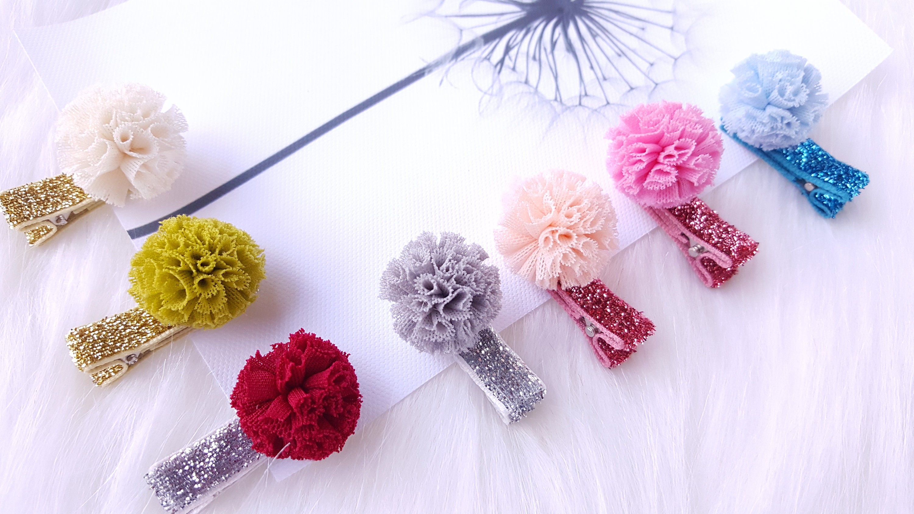 Mini Tulle Pom Pom Clips Pom Pom Clips Baby Hair Clips | Etsy