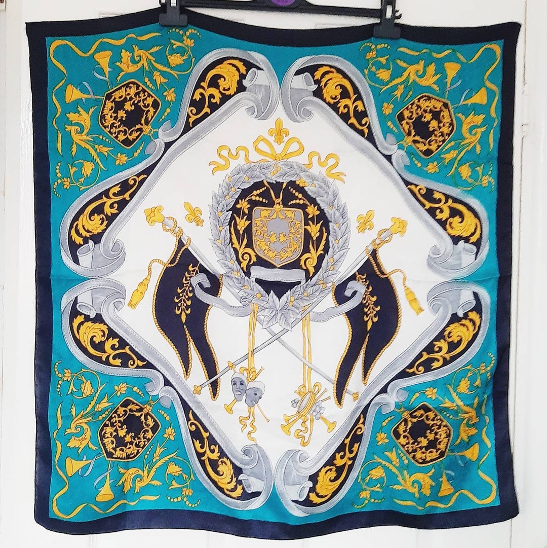 Vintage Blue St Michael Brand Polyester Head/neck Scarf With Coat of ...