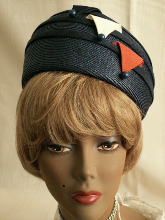 Vintage Ladies Hat * Red White & Blue * Sailor * Cap … - Gem