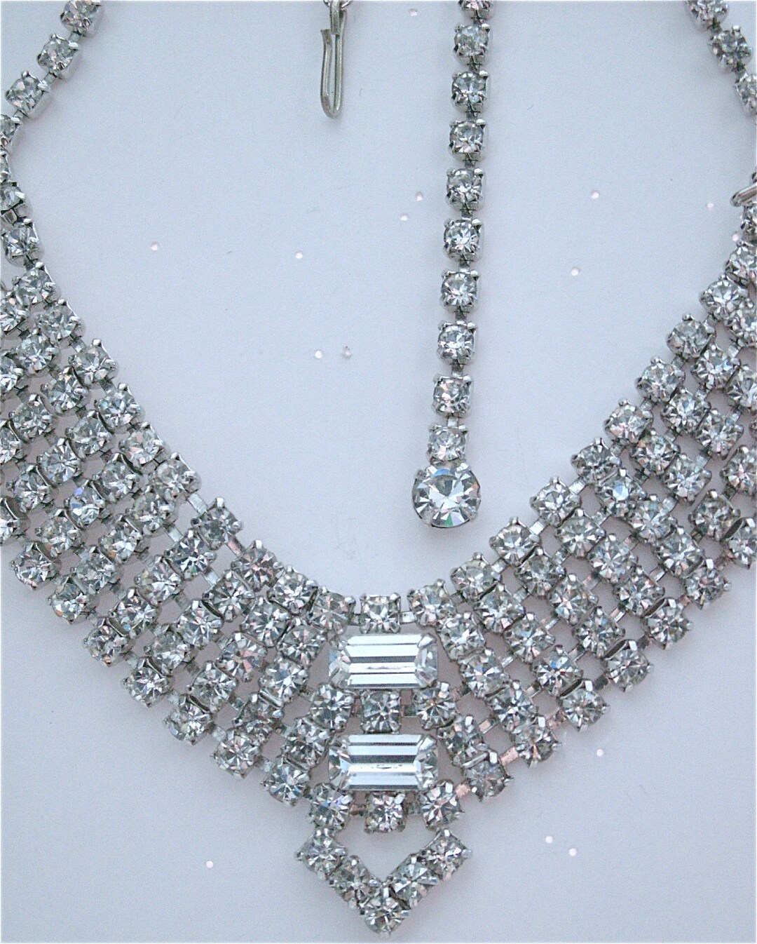 Vintage Rhinestone Necklace & Earrings Unsigned Weiss Wedding, Holidays ...