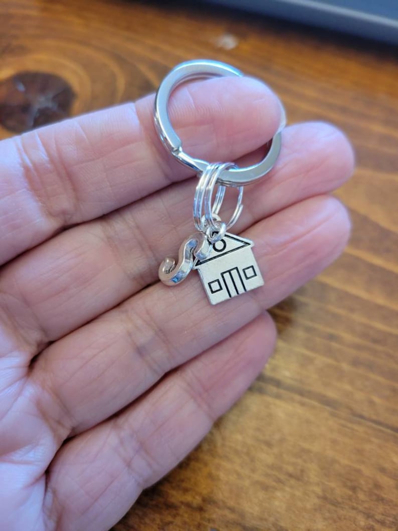 TINY House Keychain With Initial Charm - Etsy