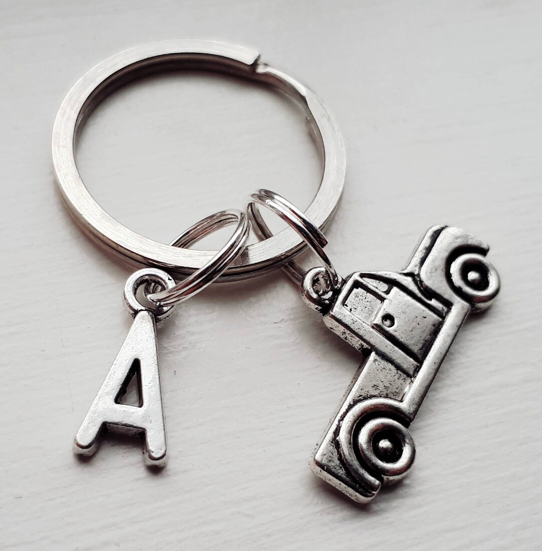Small Truck Keychain With Initial Charm - Personalized Pickup Truck Key ...