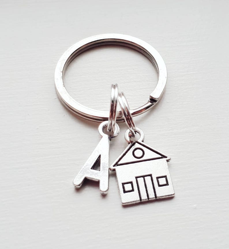 TINY House Keychain With Initial Charm - Etsy