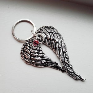 Large Angel Wing Keychain With Footprint Charm and Option of - Etsy