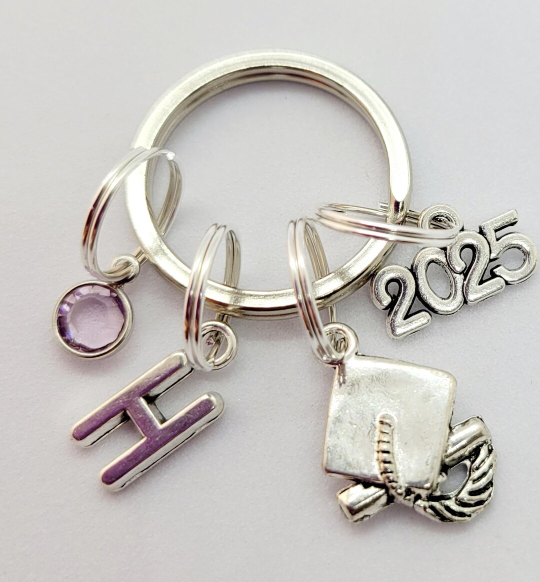 2026 SMALL Graduation Keychain With Year, Birthstone and Initial Charm ...