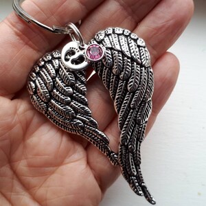 Large Angel Wing Keychain With Footprint Charm and Option of - Etsy