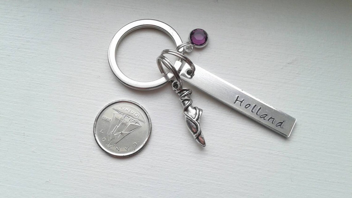 Hand Stamped Ballet Slipper Aluminum Bar Keychain With - Etsy