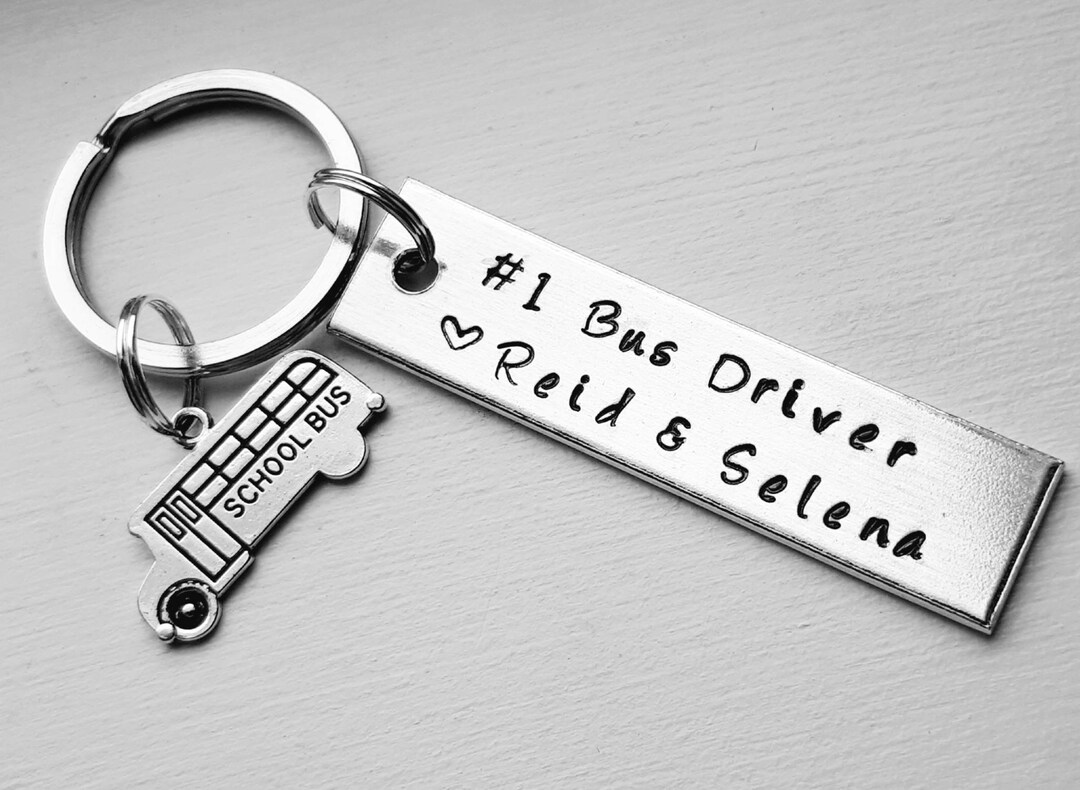 Hand Stamped Bus Driver Keychain With Names School Bus Charm - #1 Bus ...