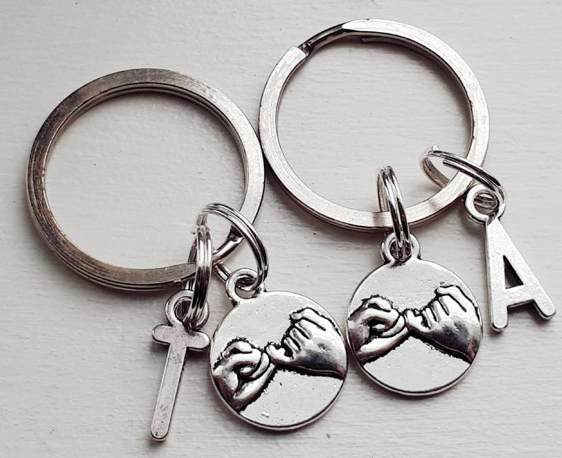 Set of Two SMALL Pinky Swear Keychains With Initial Charms ...