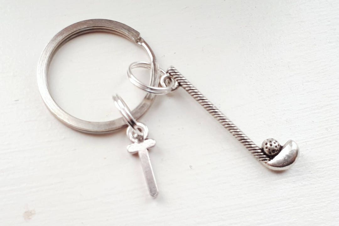 Golf Club Keychain With Initial Charm - Personalized Golf Key Chain ...