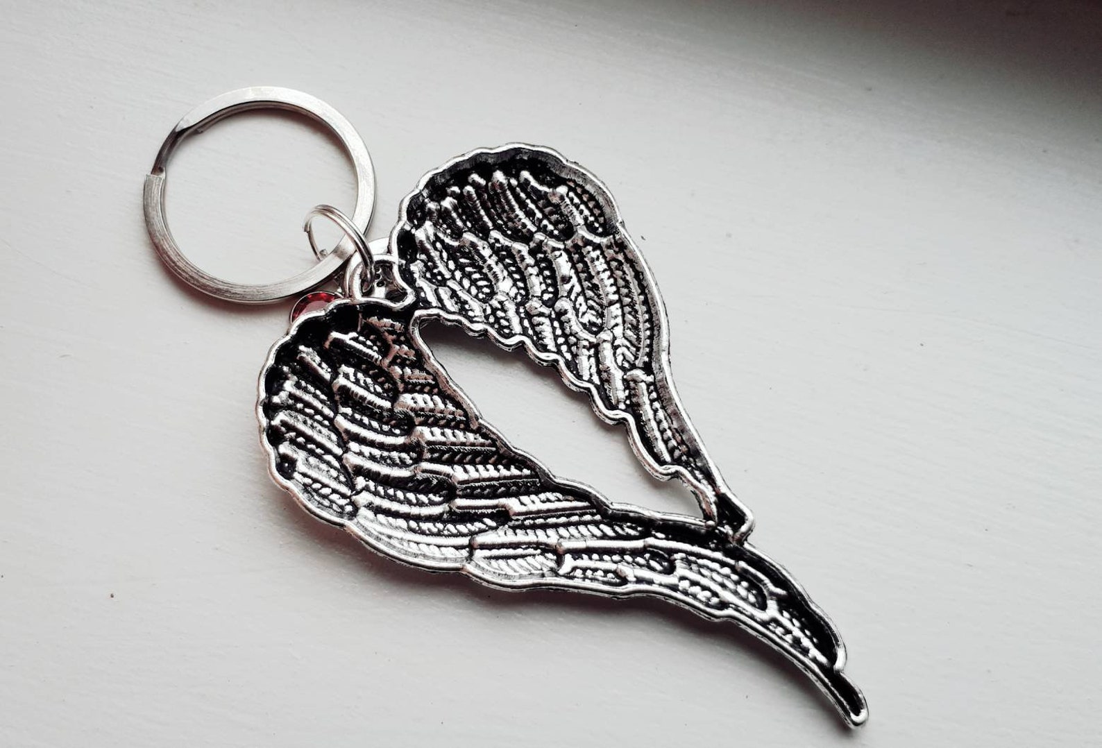 Large Angel Wing Keychain With Footprint Charm and Option of | Etsy