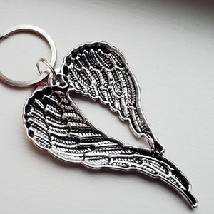 Large Angel Wing Keychain With Footprint Charm and Option of - Etsy