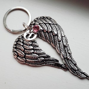 Large Angel Wing Keychain With Footprint Charm and Option of - Etsy