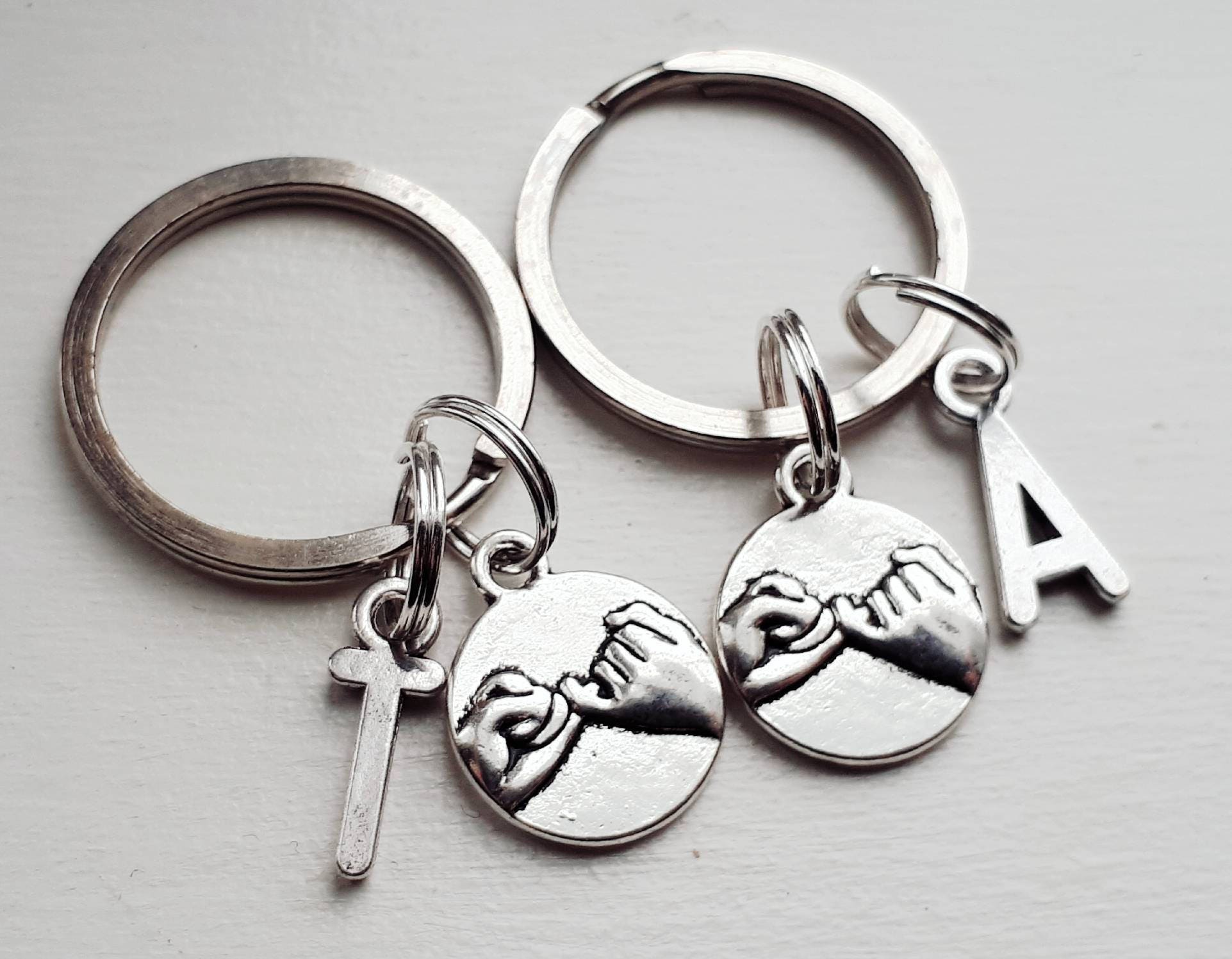 Set of Two SMALL Pinky Swear Keychains With Initial Charms ...