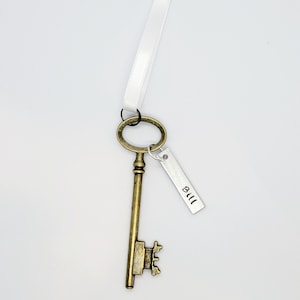 Custom Skeleton Key Ornament Hand Stamped With Date, Name, Initials or ...