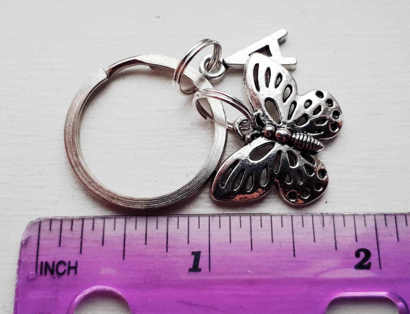 Butterfly Keychain With Initial Charm - Personalized Butterfly Key ...
