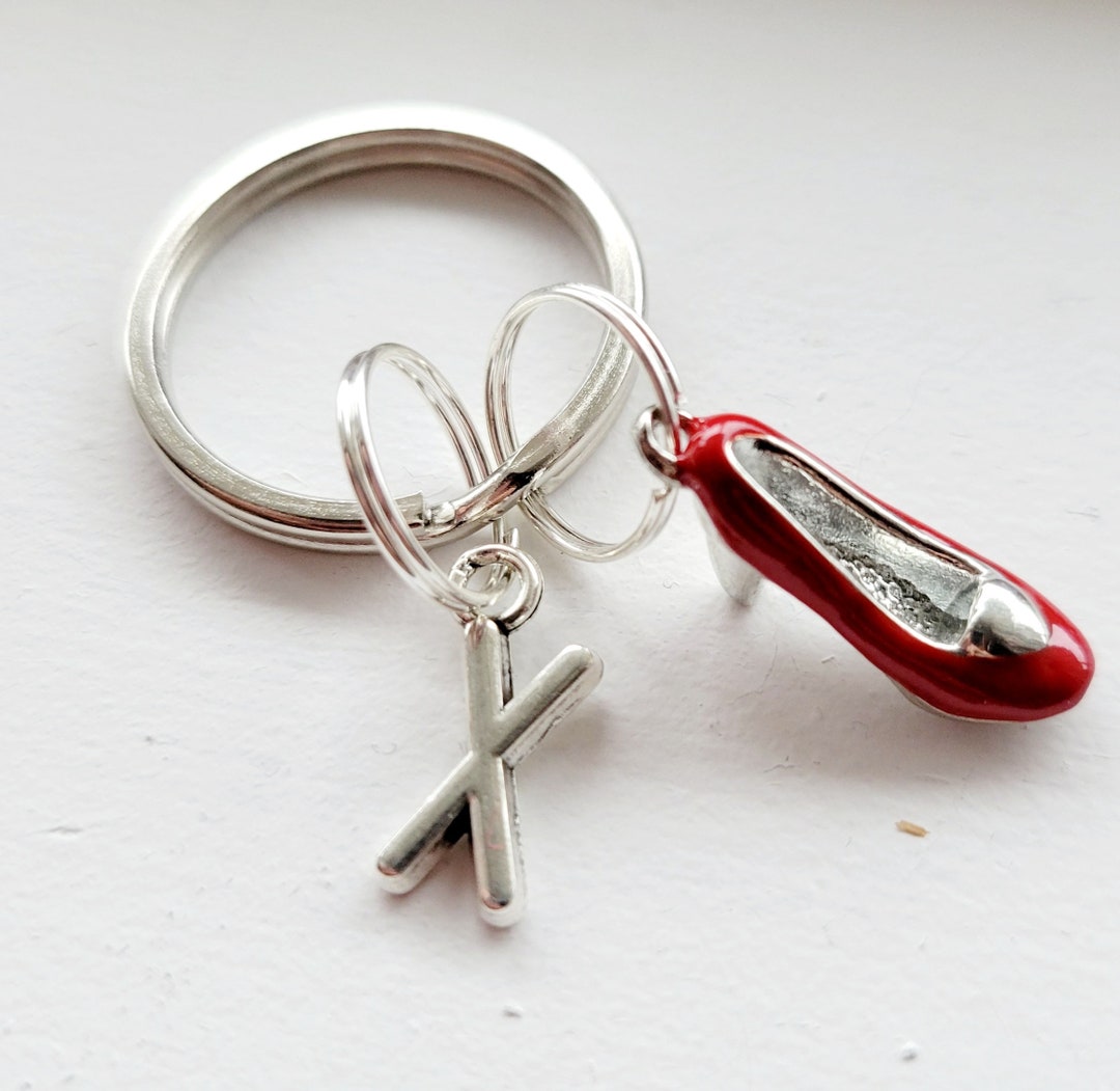 SMALL Red High Heel Shoe Keychain With Initial Charm - Etsy