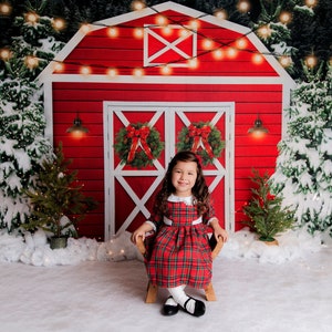 Christmas Tree Farm Backdrop With Barn, Holiday Backdrop, Winter ...