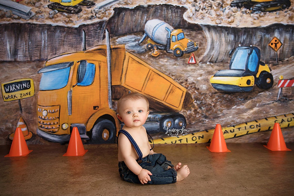Construction Backdrop Construction Theme Party Backdrop - Etsy