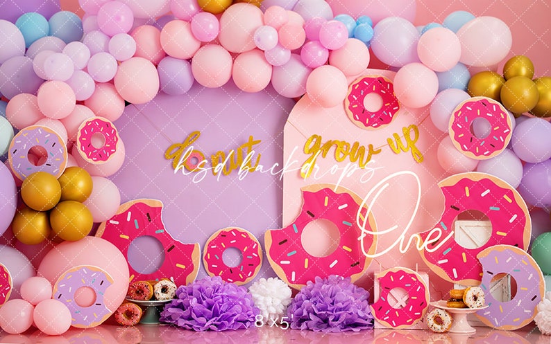 Donut Backdrop Donut Grow up Backdrop Girl Donut Birthday - Etsy