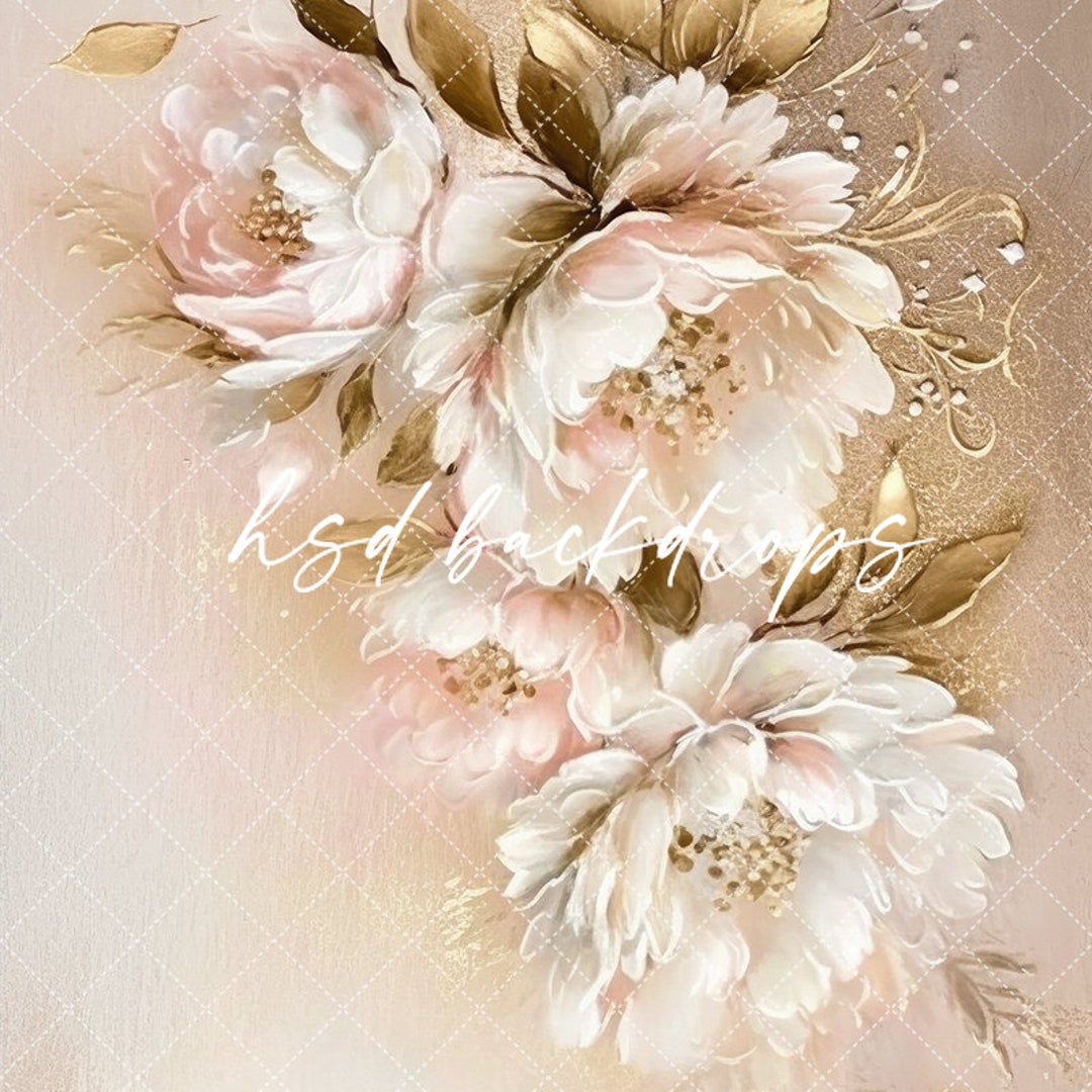 Rose Gold Floral Backdrop Boho Backdrop for Photos Painted Flower ...