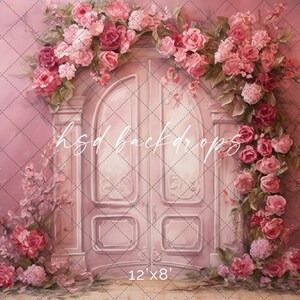 Spring Door Backdrop for Photography, Valentines Day Floral Photo ...
