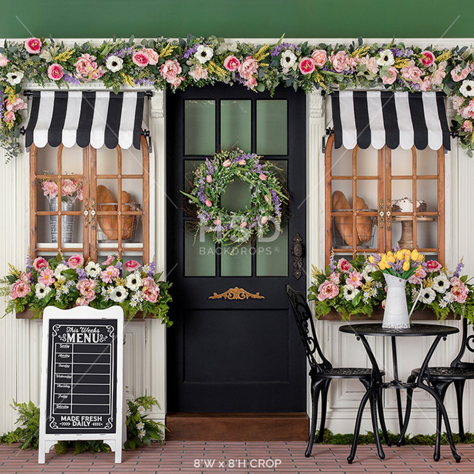 Cafe Spring Backdrop, Spring Photo Backdrop, Spring Backdrops for ...