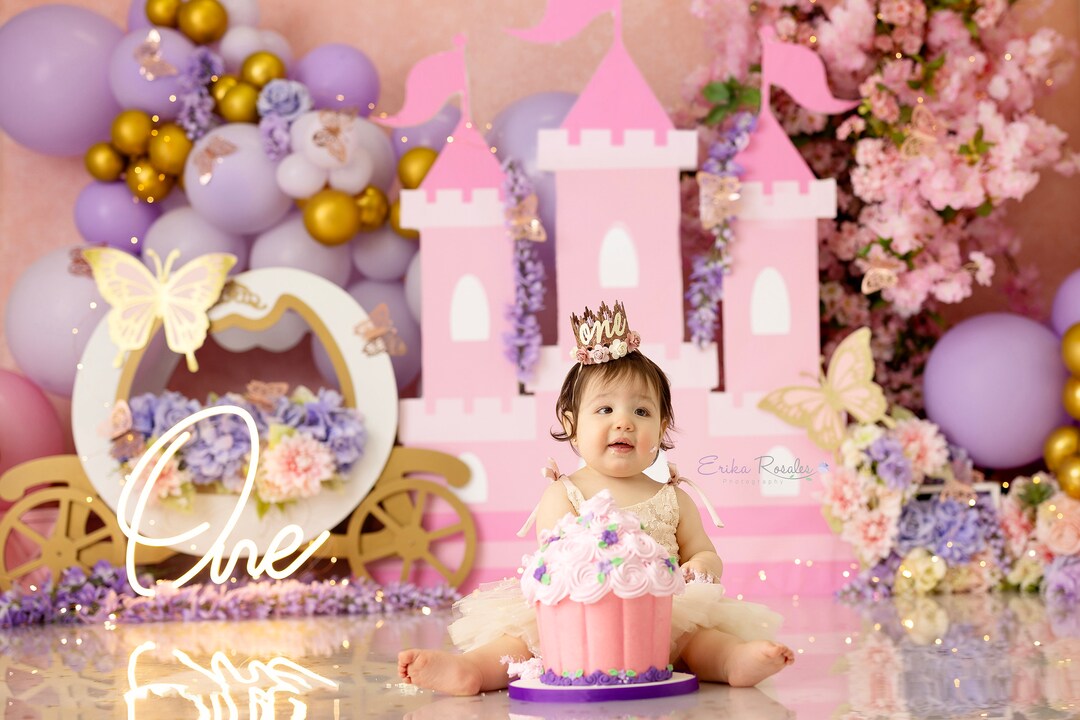 Princess Cake Smash Backdrop - Castle Birthday Backdrop - Printed ...