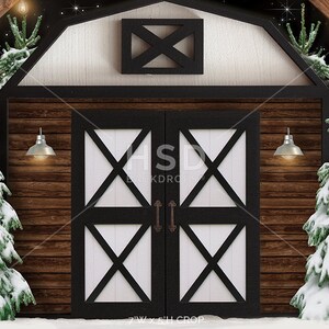 Christmas Tree Farm Backdrop With Barn, Holiday Backdrop, Winter ...
