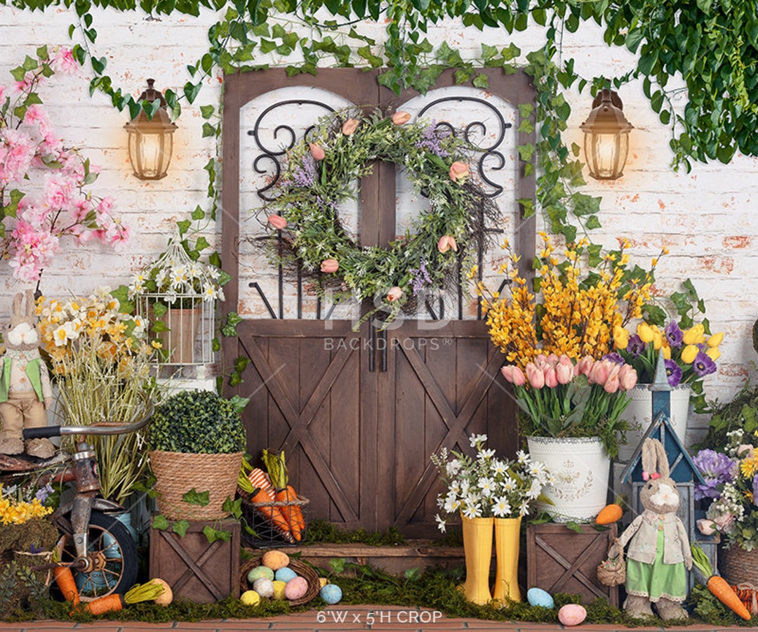 Spring Backdrop, Easter Backdrop, Spring Photo Backdrop, Bunny Easter ...